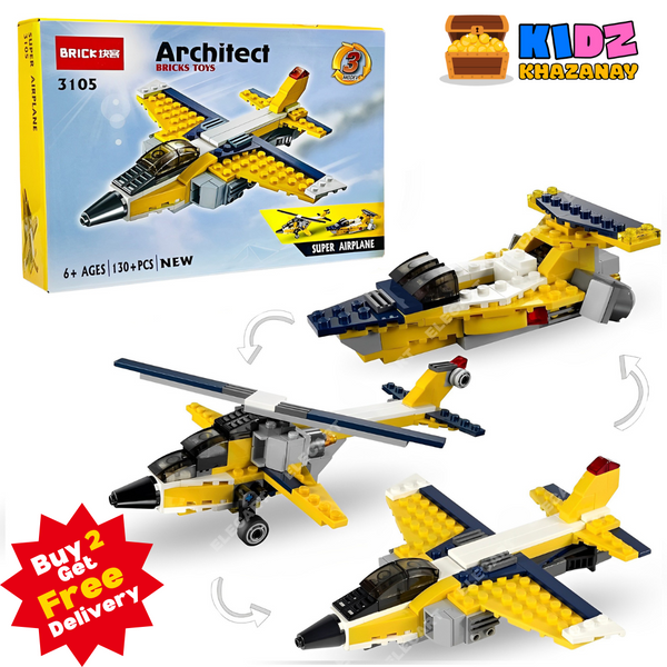 Architect Airplane Brick Toy 3 in 1 | Activity Toy – Kidz Khazanay